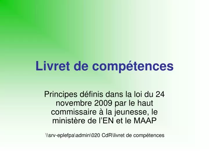 PPT - Livret de compétences PowerPoint Presentation, free download - ID:2945492
