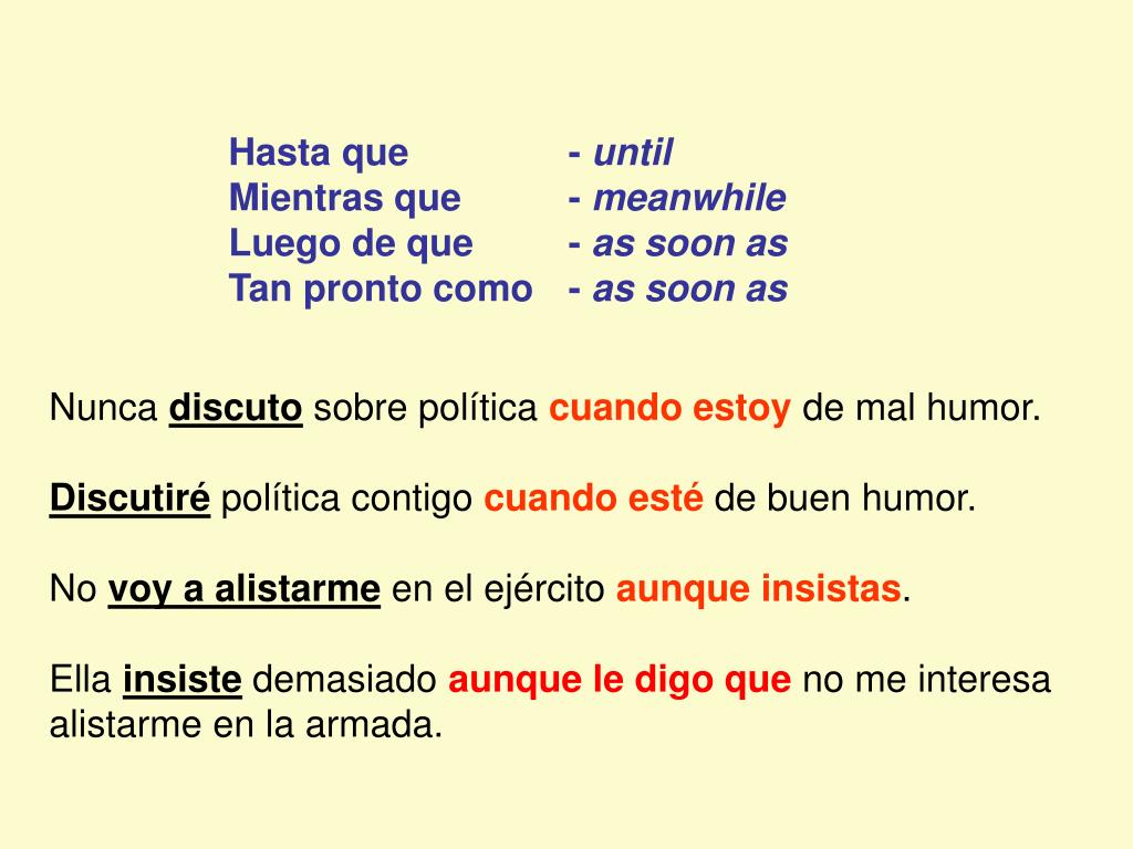 PPT - El subjuntivo con clausulas adverbiales PowerPoint Presentation ...