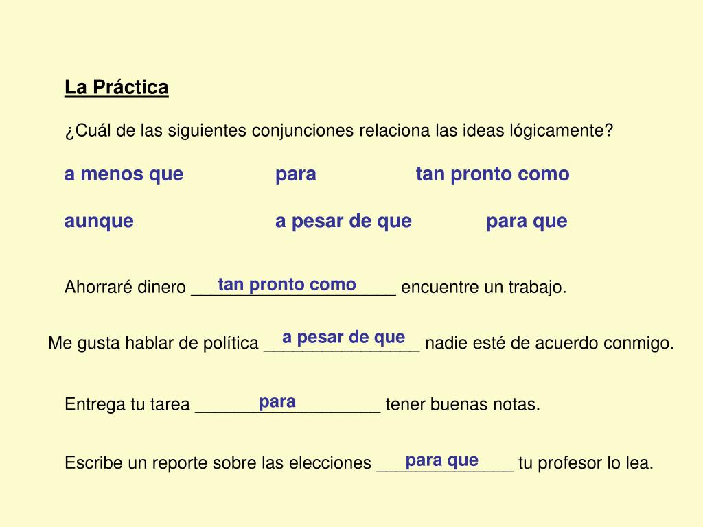PPT - El subjuntivo con clausulas adverbiales PowerPoint Presentation ...
