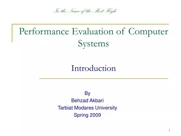 PPT - Performance Evaluation of Computer Systems Introduction ...