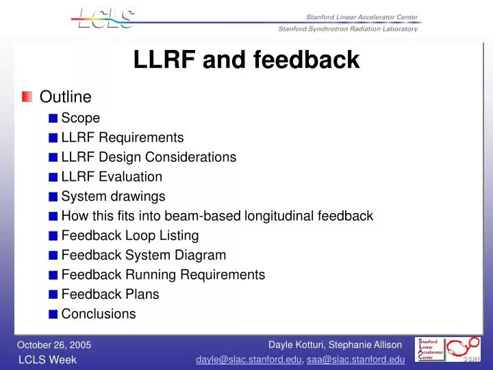 PPT - LLRF and feedback PowerPoint Presentation, free download - ID:2947882