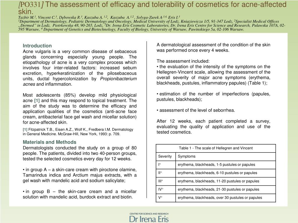 PPT - Efficacy of Cosmetics for Acne-Prone Skin: Study Results and ...