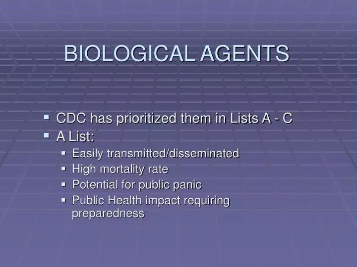 PPT - BIOLOGICAL AGENTS PowerPoint Presentation, free download - ID:2948922