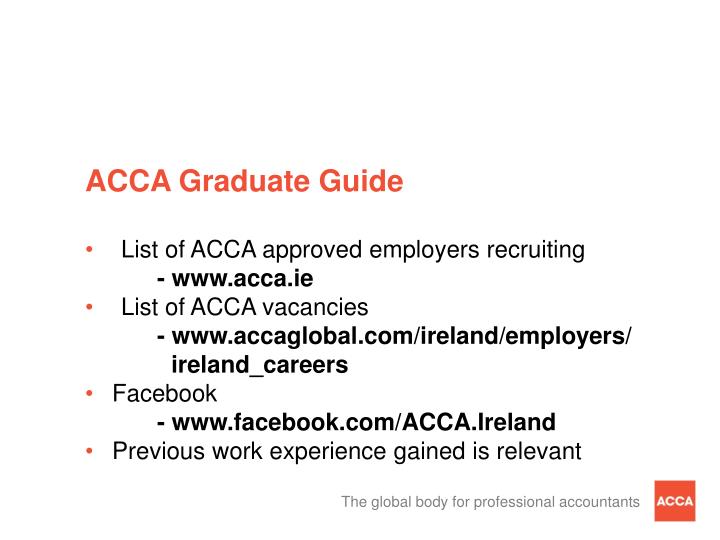 PPT - OVERVIEW About ACCA Why ACCA? Exams and Qualifications Exemptions ...