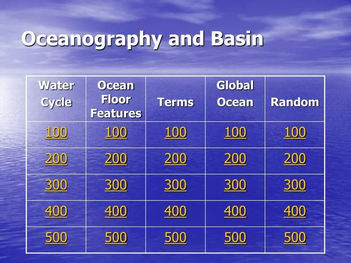 PPT - Oceanography and Basin PowerPoint Presentation, free download ...