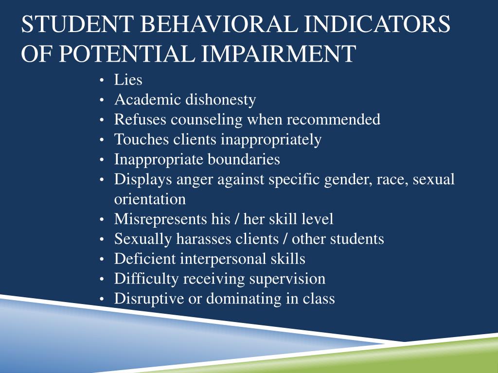 PPT - Signs & Behaviors of Potential impairment in the medical ...