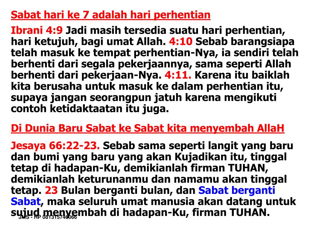 PPT - INGAT DAN KUDUSKANLAH HARI SABAT PowerPoint Presentation, free ...