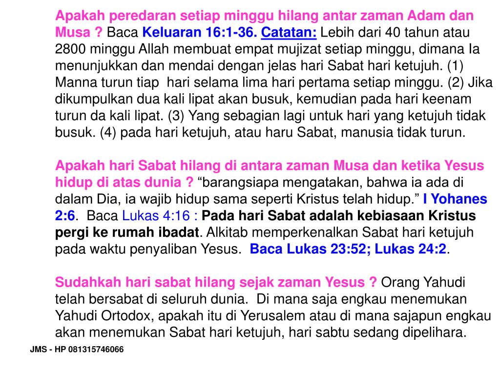 PPT - INGAT DAN KUDUSKANLAH HARI SABAT PowerPoint Presentation, free ...