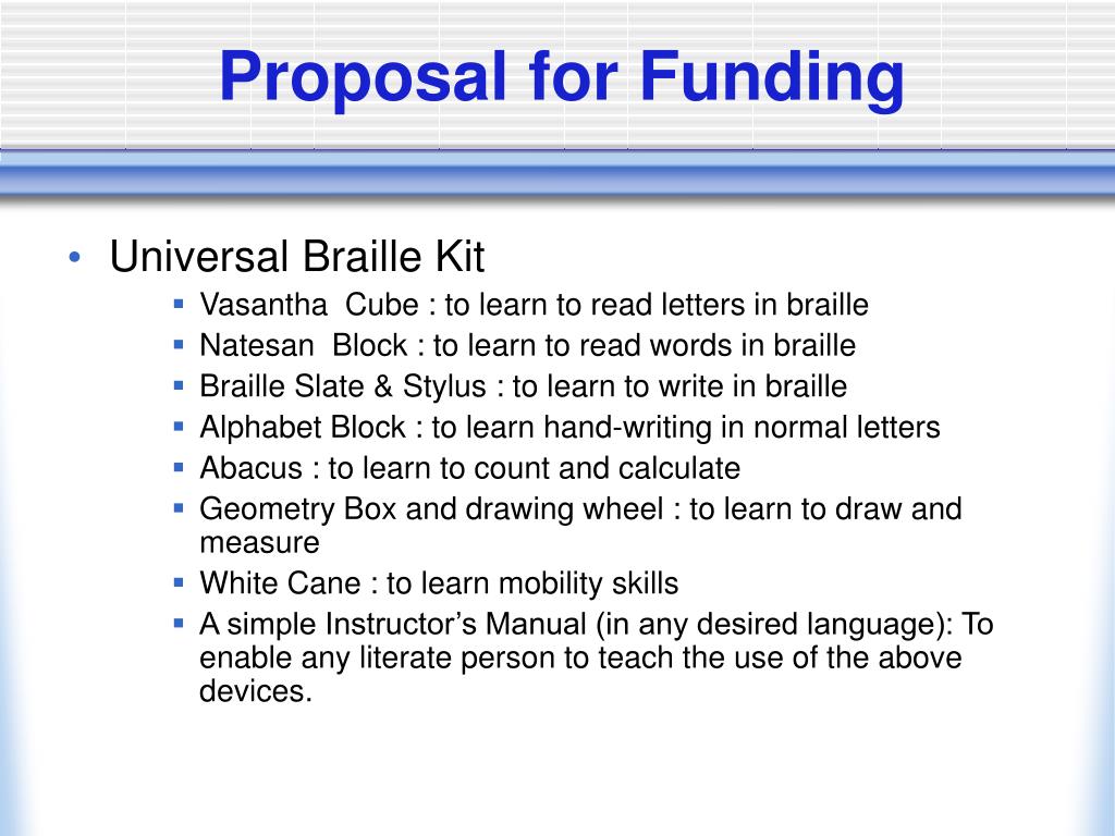 PPT - New Project Proposal: National Initiative for the Blind by Vidya ...