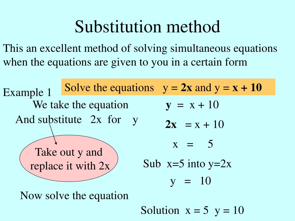 How To Solve Simultaneous Equations Using Substitution One Way To