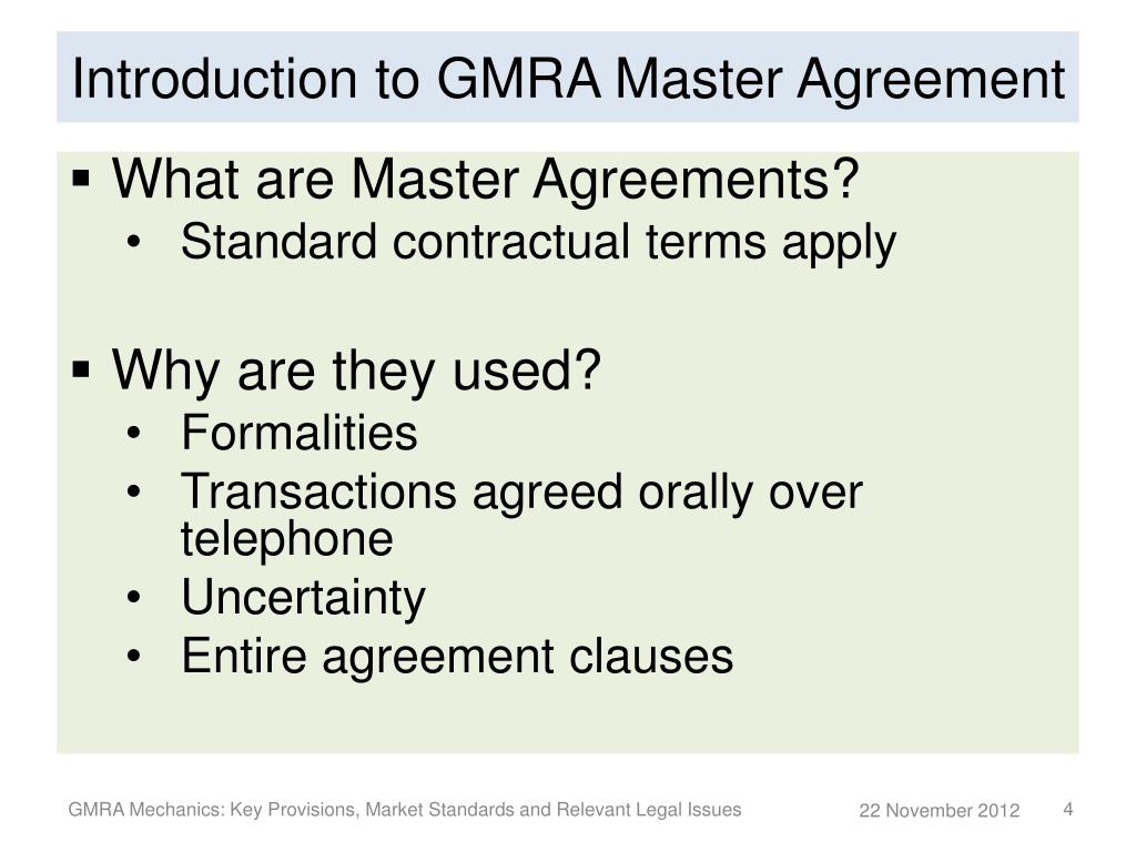 PPT - GMRA Mechanics: Key Provisions, Market Standards and Relevant ...