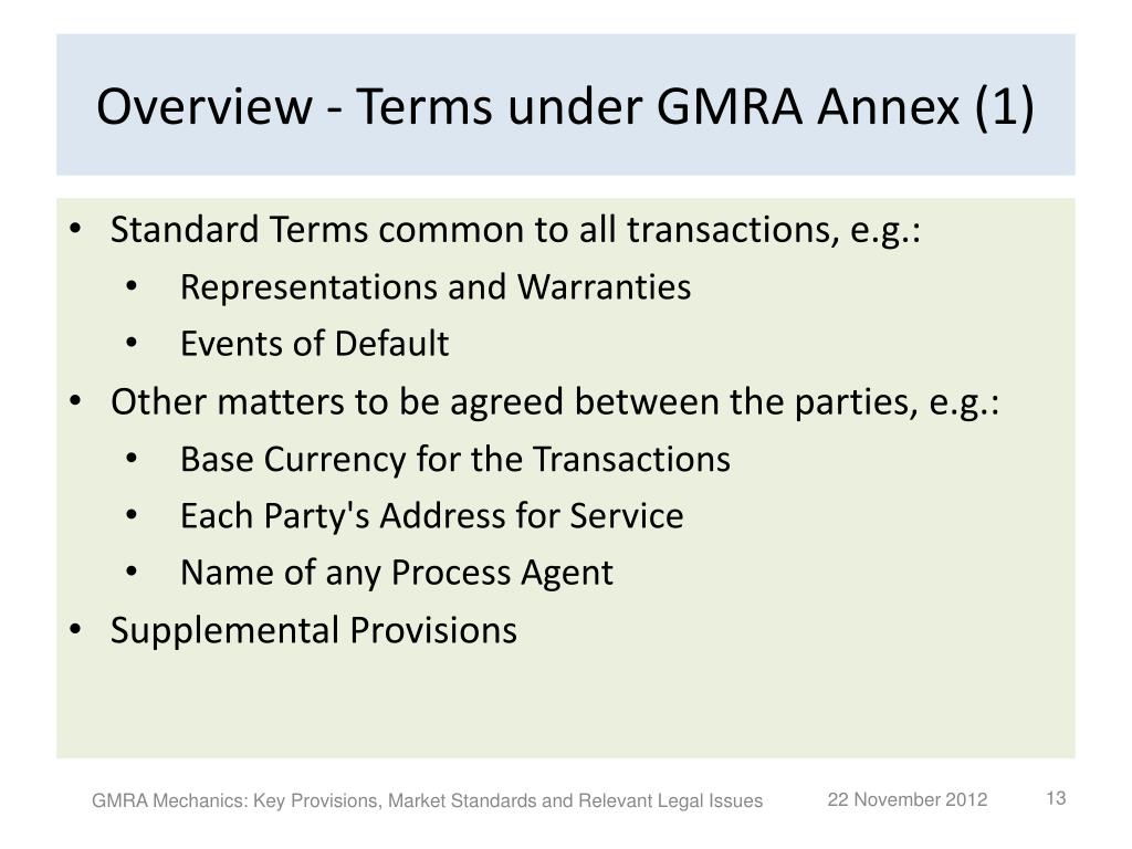 PPT - GMRA Mechanics: Key Provisions, Market Standards and Relevant ...