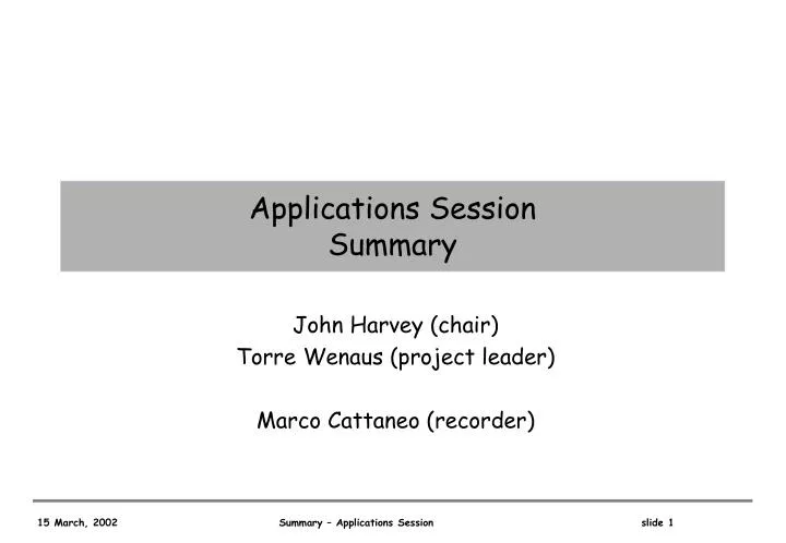 PPT - Applications Session Summary PowerPoint Presentation, free ...