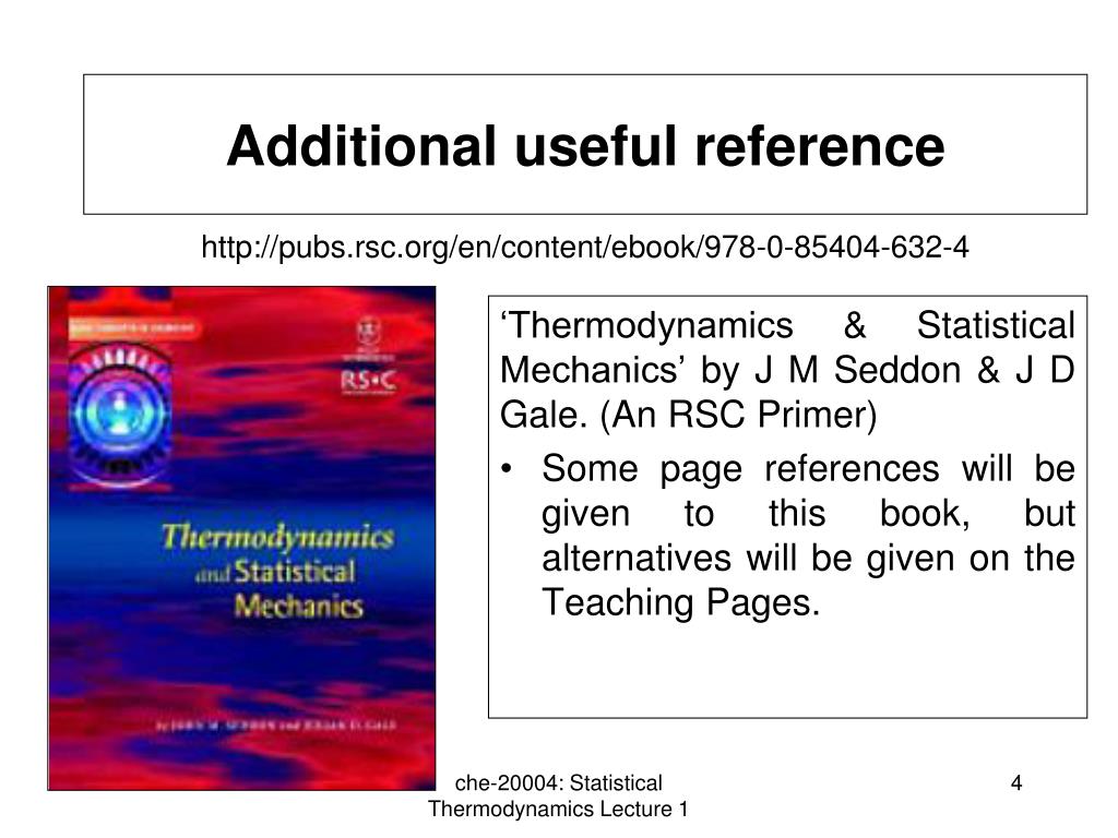 PPT - CHE-20004: PHYSICAL CHEMISTRY STATISTICAL THERMODYNAMICS: LECTURE ...