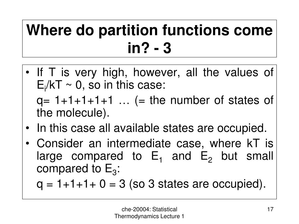 PPT - CHE-20004: PHYSICAL CHEMISTRY STATISTICAL THERMODYNAMICS: LECTURE ...