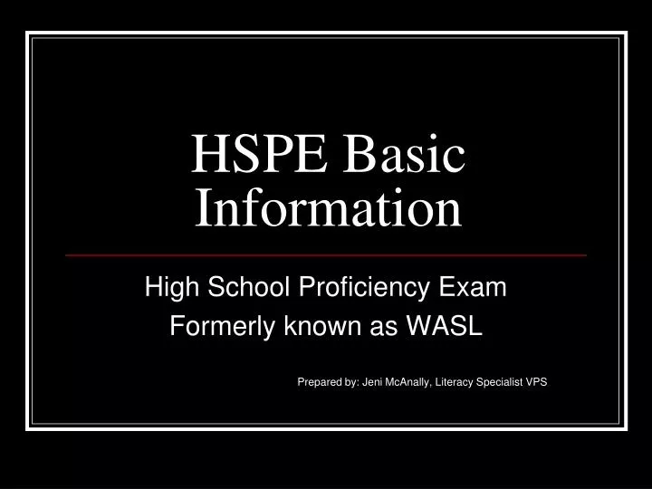 PPT - HSPE Basic Information PowerPoint Presentation, free download ...