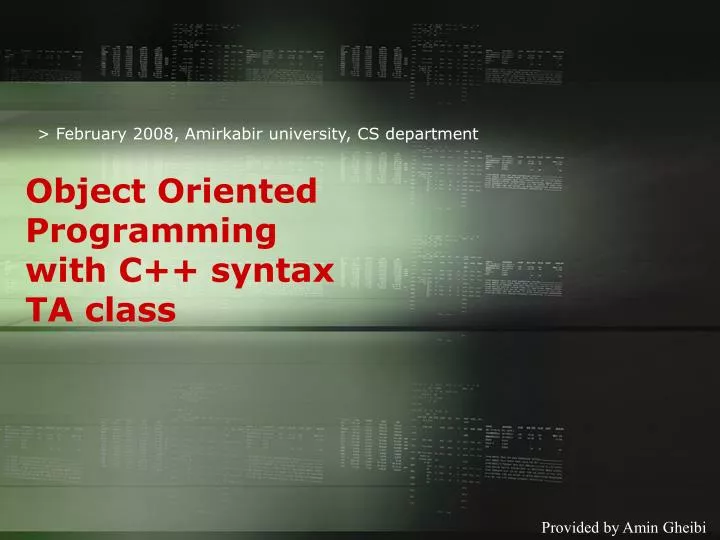 Ppt Object Oriented Programming With C Syntax Ta Class Powerpoint 2331