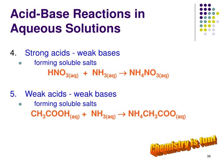 PPT - CHAPTER 10 Reactions in Aqueous Solutions I: Acids, Bases & Salts ...