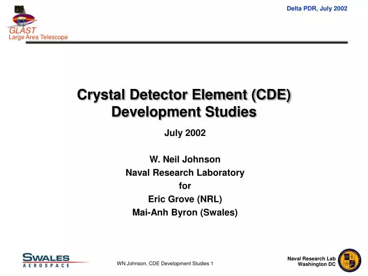 PPT - Crystal Detector Element (CDE) Development Studies PowerPoint ...