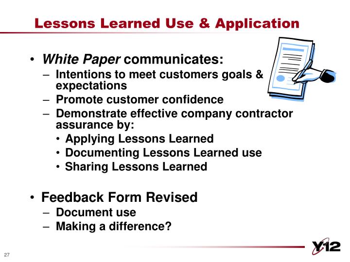 PPT - Y-12 Lessons Learned Program Methods & Strategies PowerPoint ...