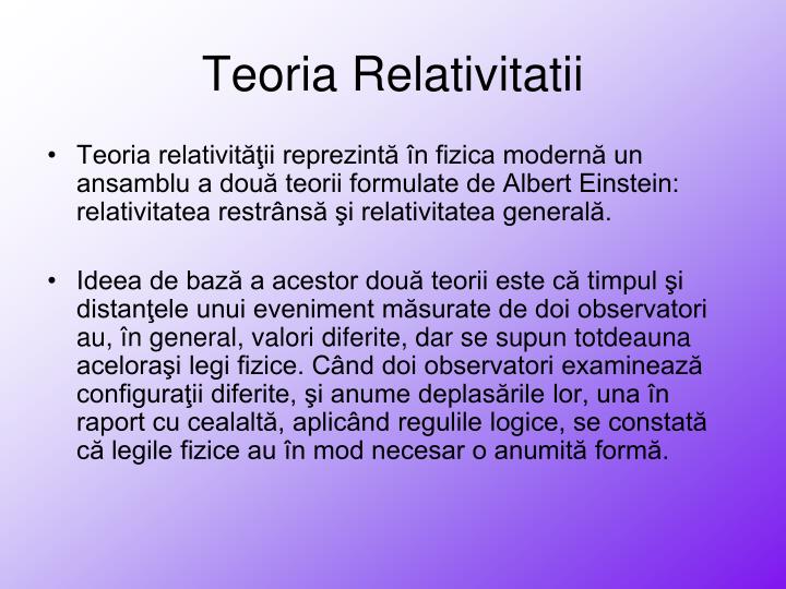PPT - Teoria Relativitatii PowerPoint Presentation - ID:2955050