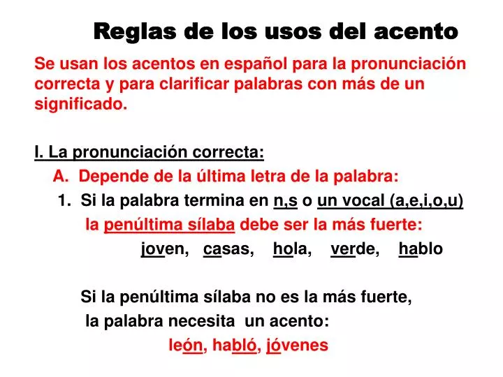 PPT - Reglas de los usos del acento PowerPoint Presentation, free ...