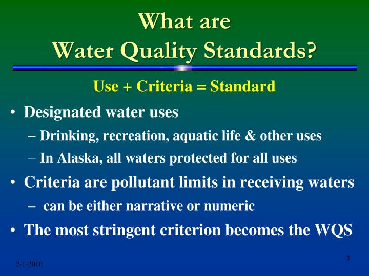 PPT - Alaska Water Quality Standards and parameters of concern ...