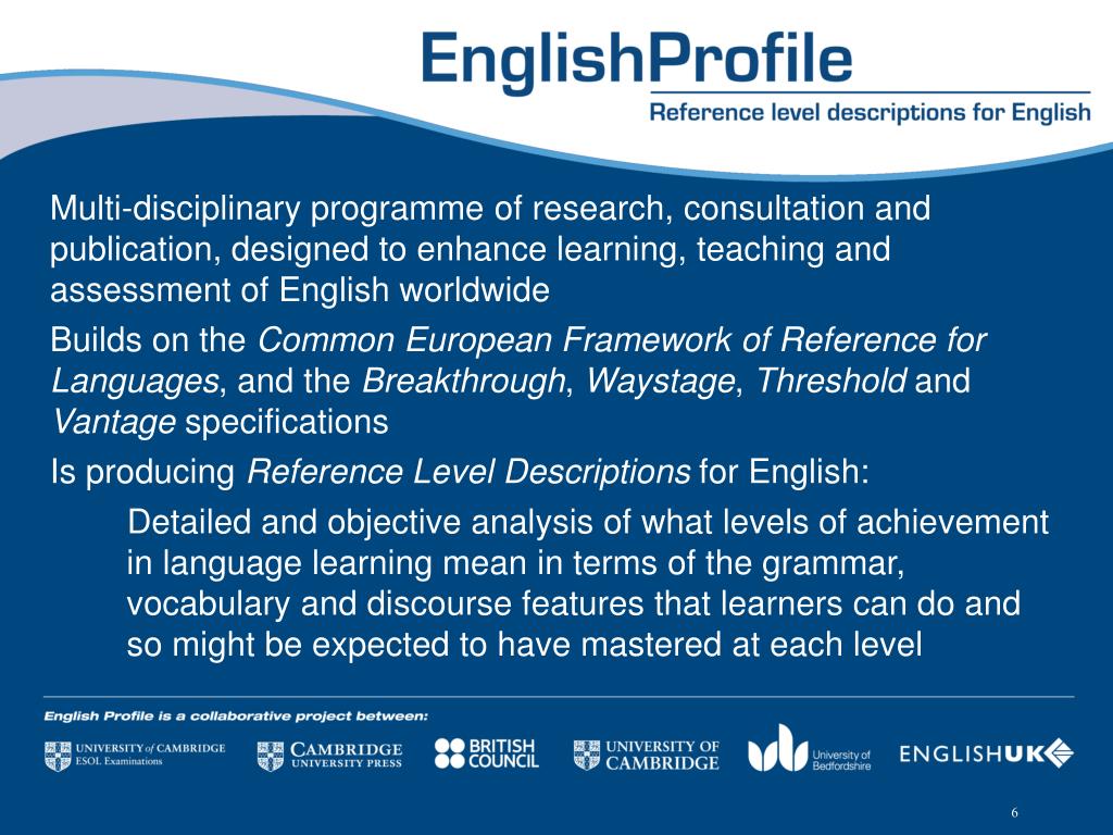 PPT - English Profile : The Common European Framework for English Dr ...