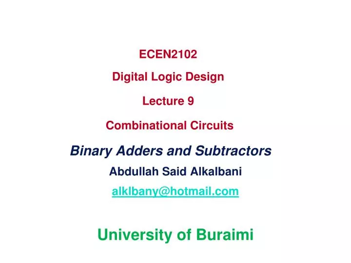 PPT - Abdullah Said Alkalbani alklbany@hotmail University of Buraimi PowerPoint Presentation ...