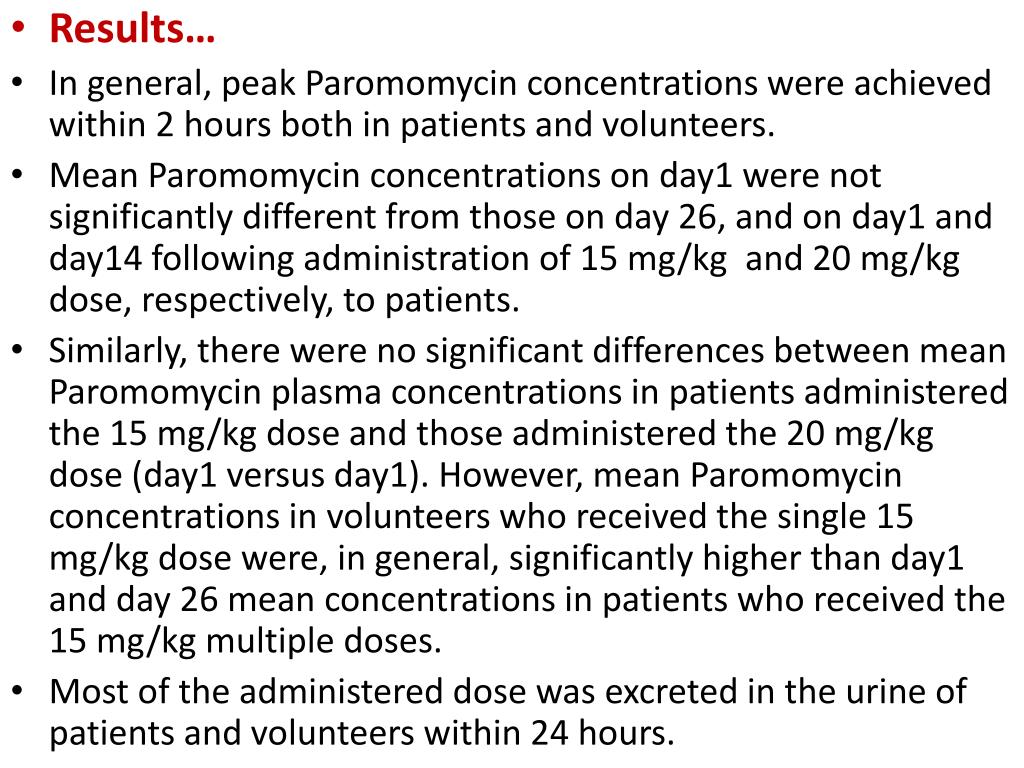 PPT - Pharmacokinetics of Paromomycin (Aminosidine) in Healthy ...