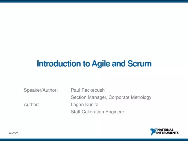 PPT - Introduction to Agile and Scrum PowerPoint Presentation, free ...