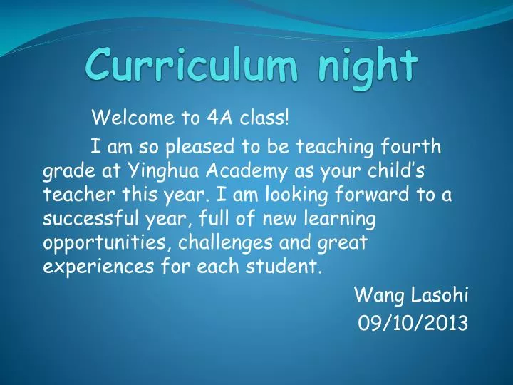 PPT - Curriculum night PowerPoint Presentation, free download - ID:2960648