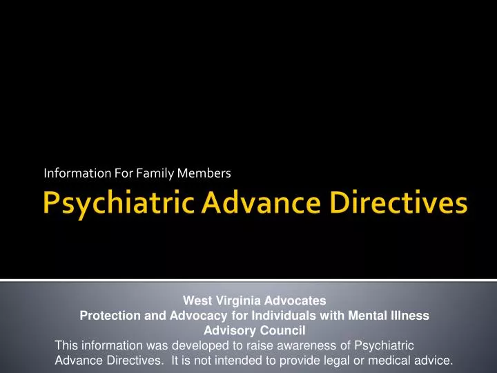 PPT - Psychiatric Advance Directives PowerPoint Presentation, free ...