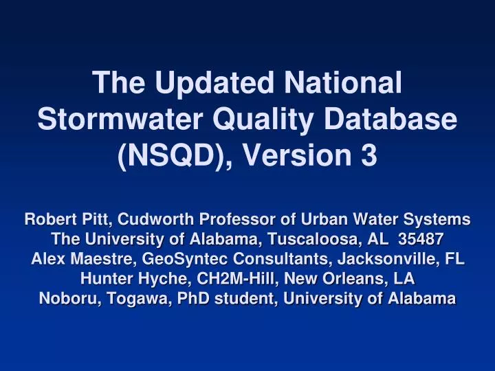 PPT - Stormwater NPDES Data Collection and Evaluation Project ...