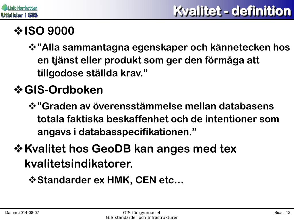 PPT - Kapitel 12. GIS standarder och infrastrukturer PowerPoint ...
