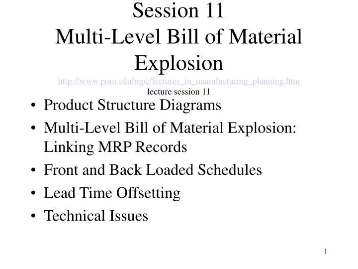 PPT - Product Structure Diagrams Multi-Level Bill of Material Explosion ...