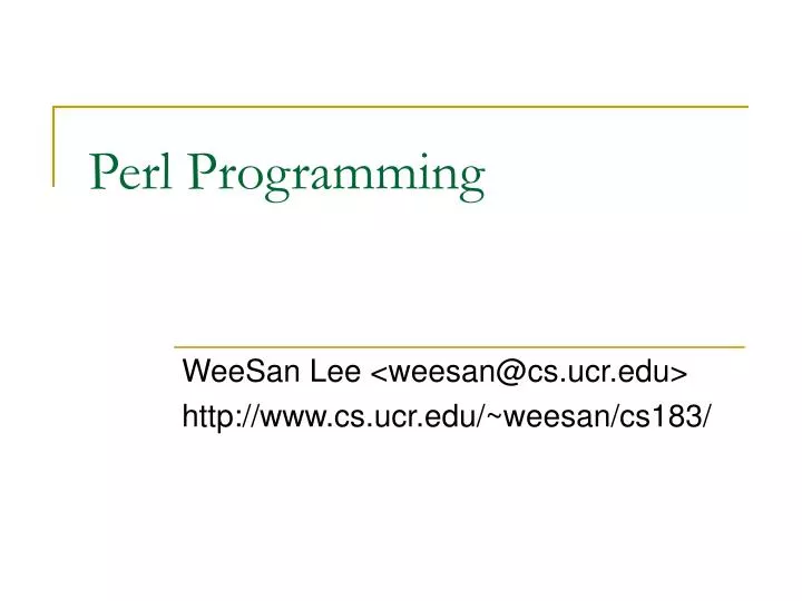 Ppt Perl Programming Powerpoint Presentation Free Download Id2964660