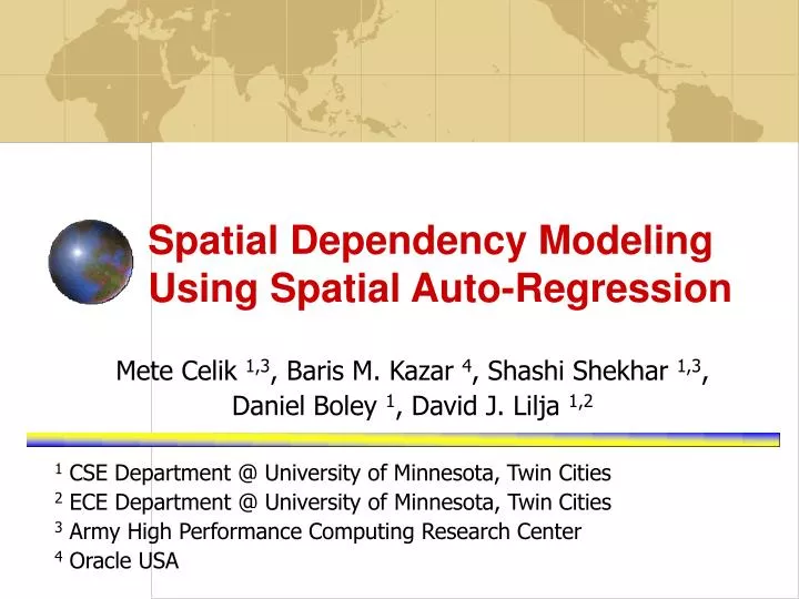 Ppt Spatial Dependency Modeling Using Spatial Auto Regression