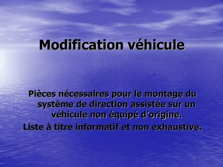 PPT - Modification véhicule PowerPoint Presentation, free download - ID ...