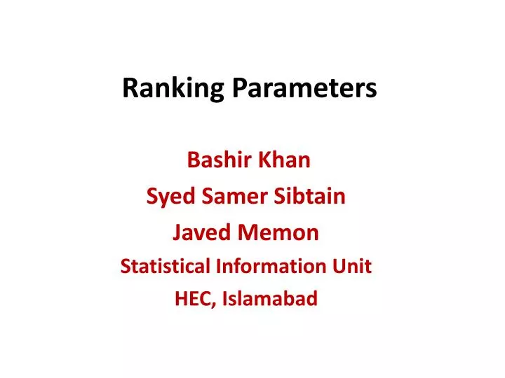 PPT - Ranking Parameters PowerPoint Presentation, free download - ID ...