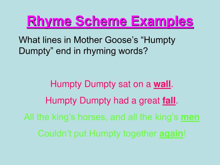 PPT - Rhyme Scheme PowerPoint Presentation - ID:2969009