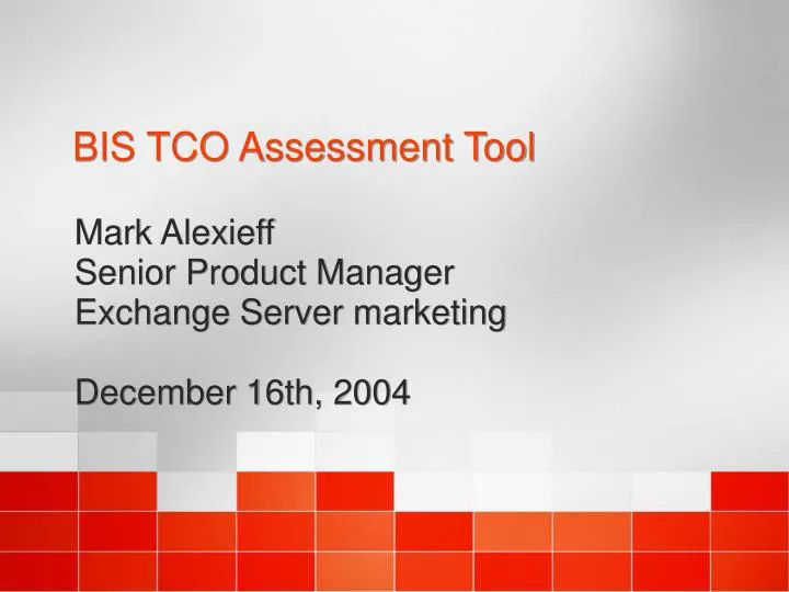 PPT - BIS TCO Assessment Tool PowerPoint Presentation, free download ...