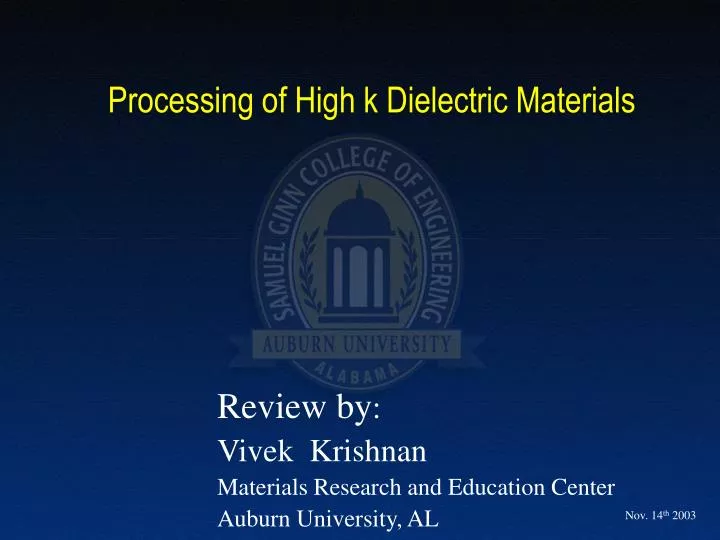 PPT - Processing of High k Dielectric Materials PowerPoint Presentation ...