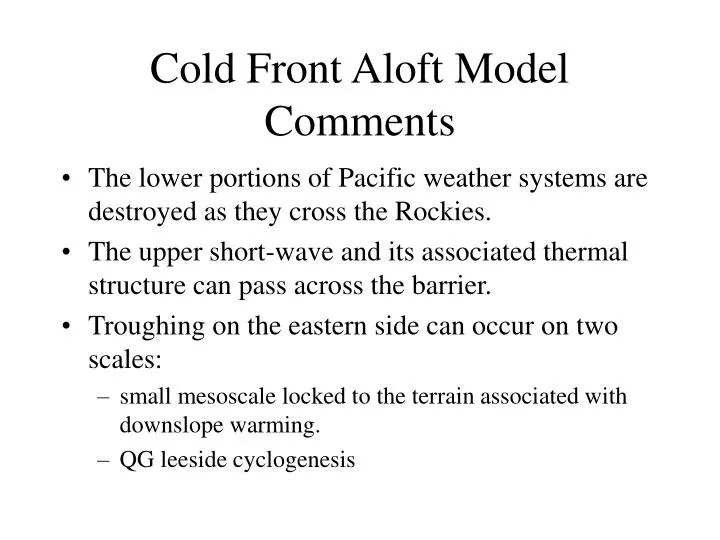 PPT - Cold Front Aloft Model Comments PowerPoint Presentation, free ...