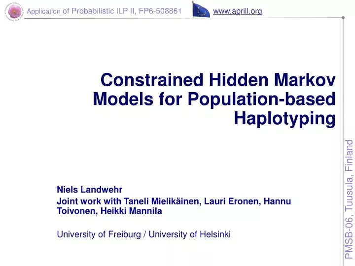 PPT - Constrained Hidden Markov Models for Population-based Haplotyping ...