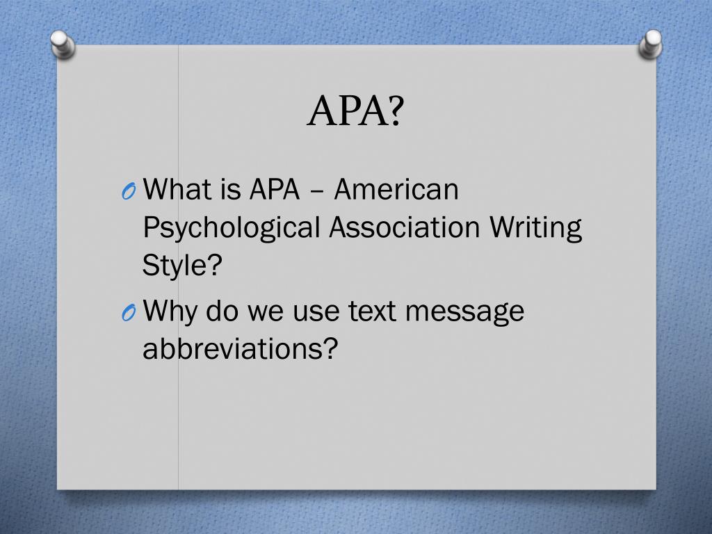 PPT - American Psychological Association Writing Style PowerPoint ...