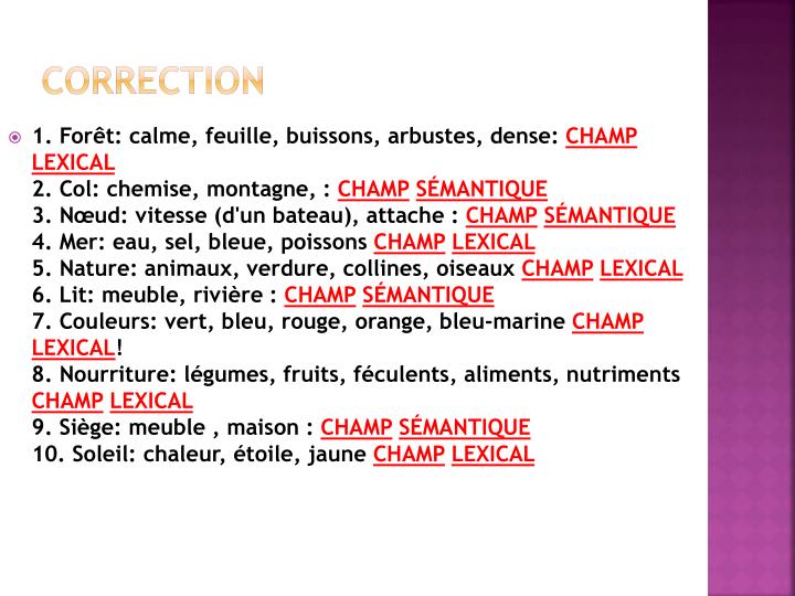 PPT - LE CHAMP LEXICAL LE CHAMP SEMANTIQUE PowerPoint Presentation - ID ...