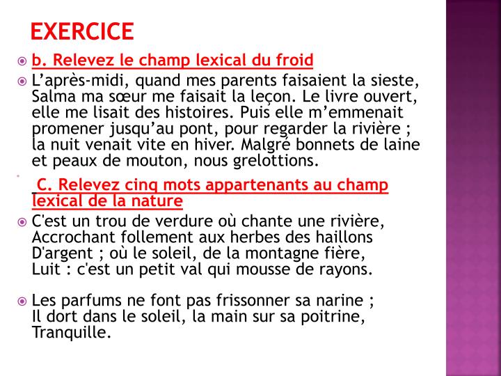 PPT - LE CHAMP LEXICAL LE CHAMP SEMANTIQUE PowerPoint Presentation - ID ...