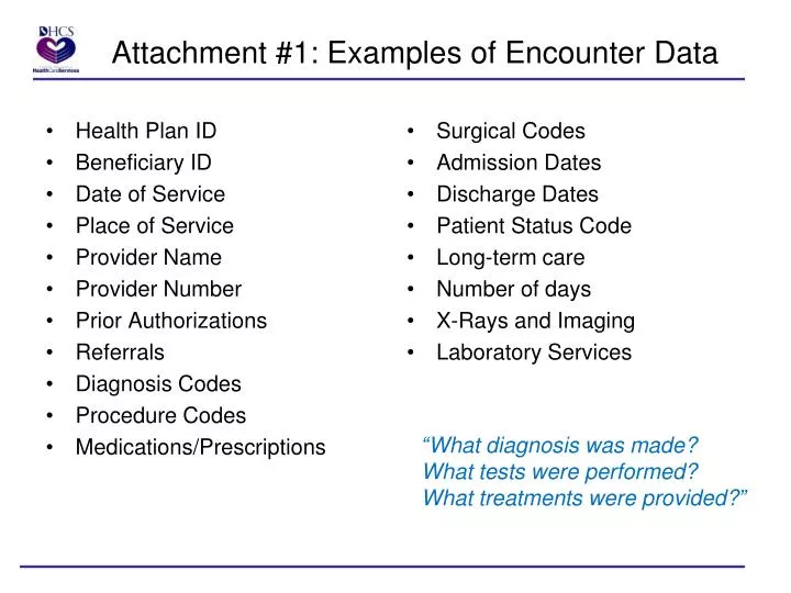 PPT - Attachment #1: Examples of Encounter Data PowerPoint Presentation ...