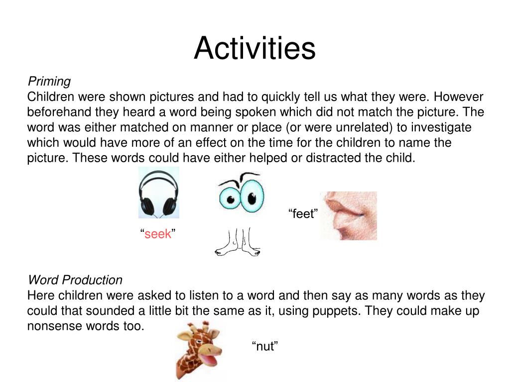PPT - The nature of phonological representations in young children ...